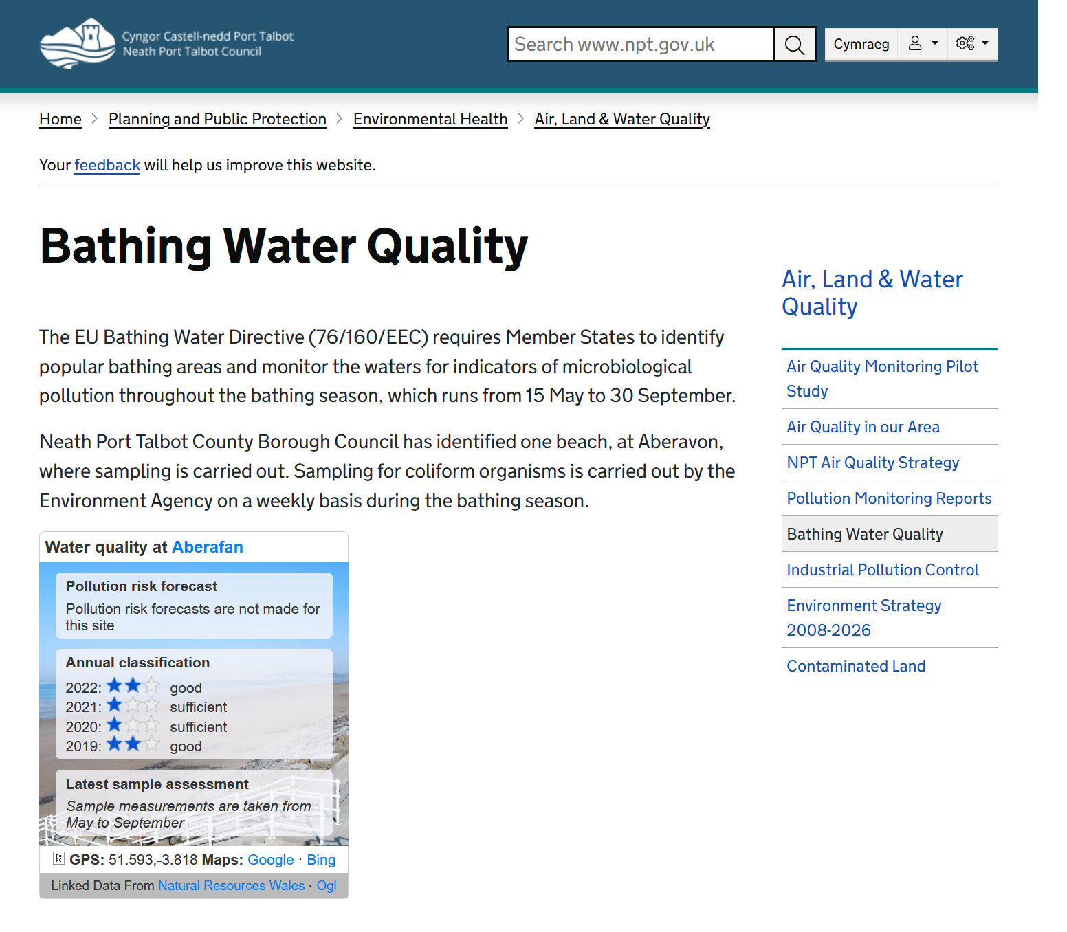 Bathing Water Widgets - Epimorphics